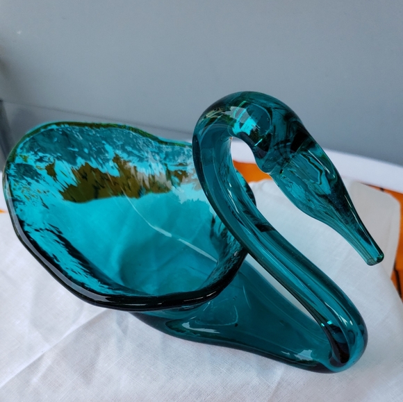Accents | Vintage Teal Hand Blown Swan Dish | Poshmark